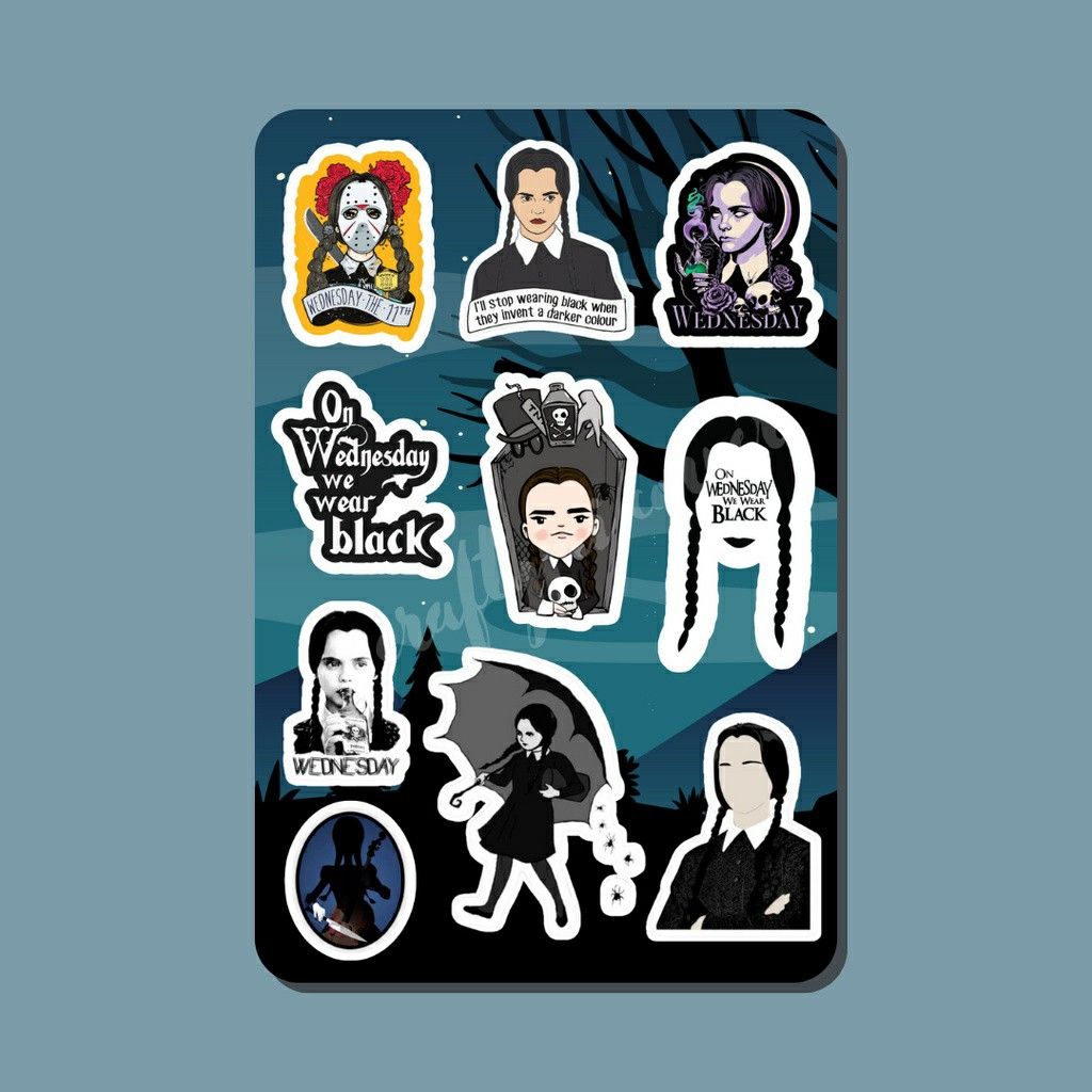 Wednesday Addams - Addams Family | Kiss-Cut Premium Vinyl Sticker Sheet ...
