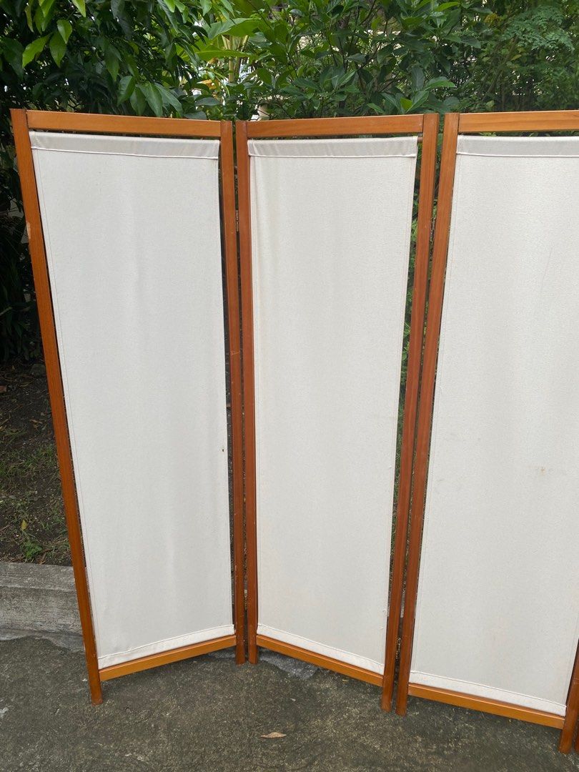 wooden 4 panel divider (fabric), Furniture & Home Living, Home Decor ...
