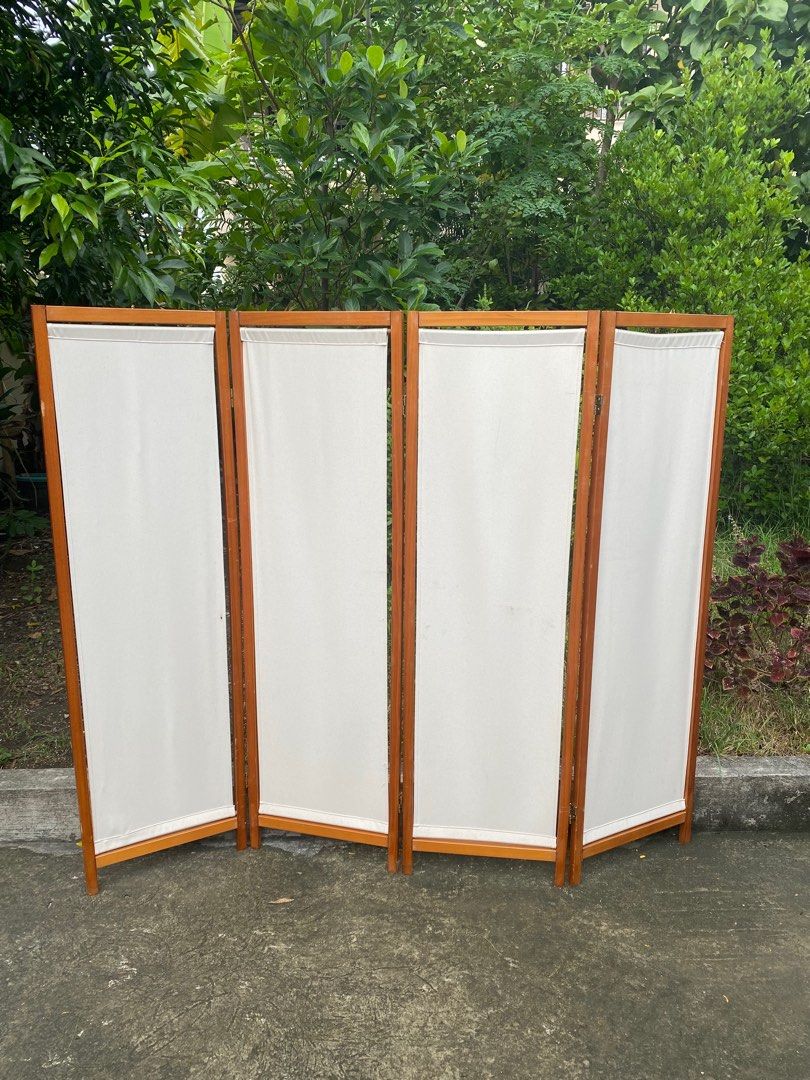 wooden 4 panel divider (fabric), Furniture & Home Living, Home Decor ...