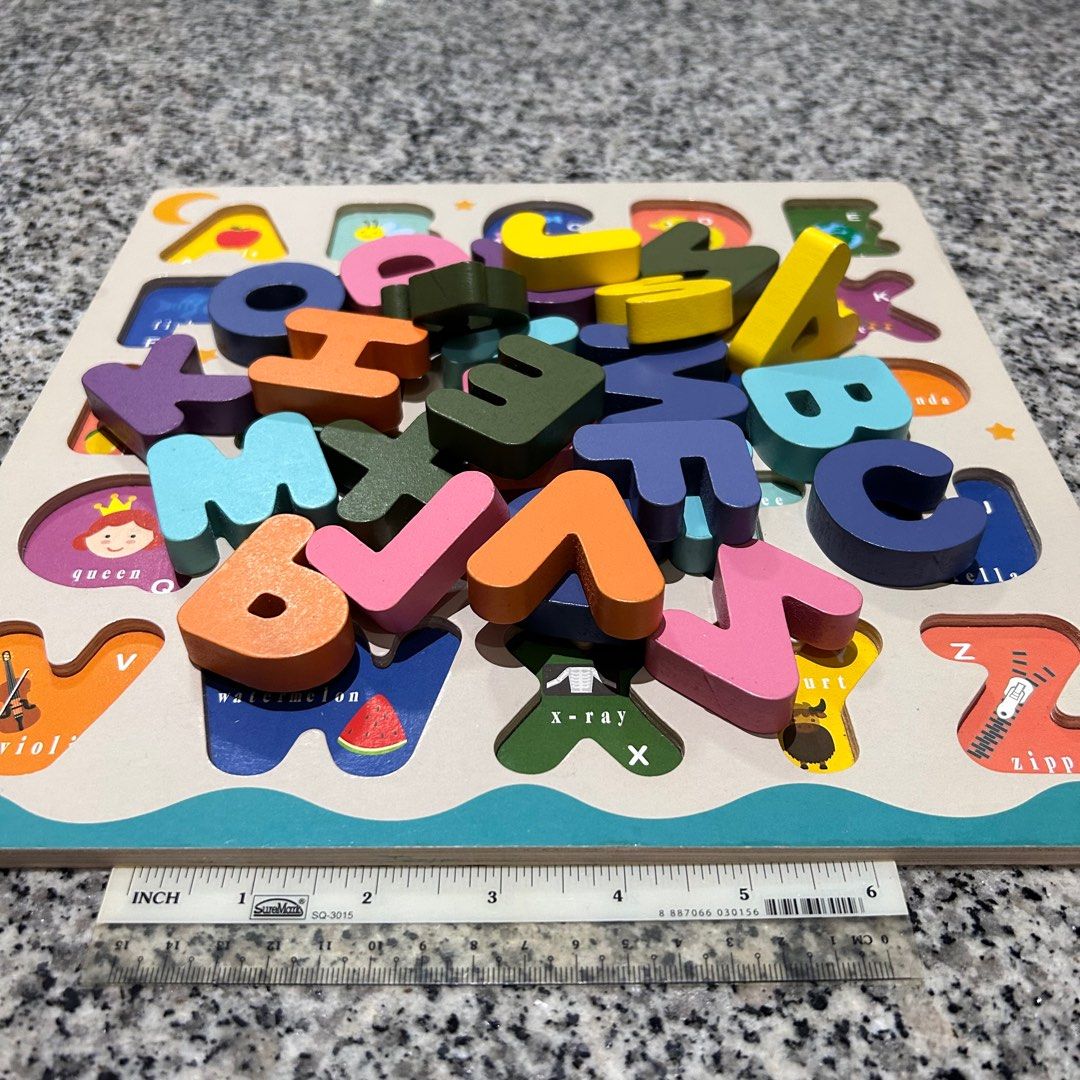 Wooden ABC Alphabet Education Board Toy, Babies & Kids, Infant Playtime ...