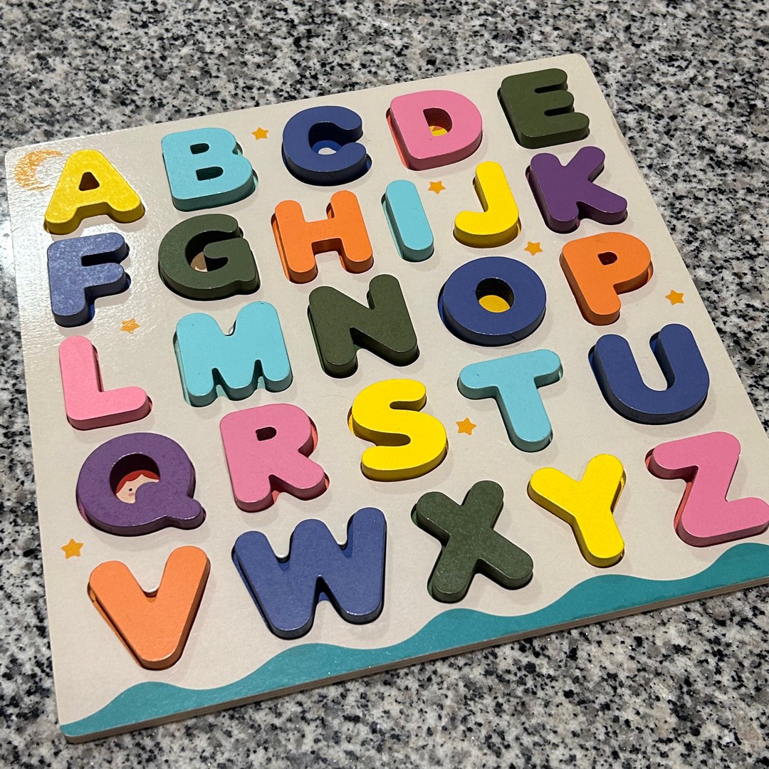 Wooden ABC Alphabet Education Board Toy, Babies & Kids, Infant Playtime ...