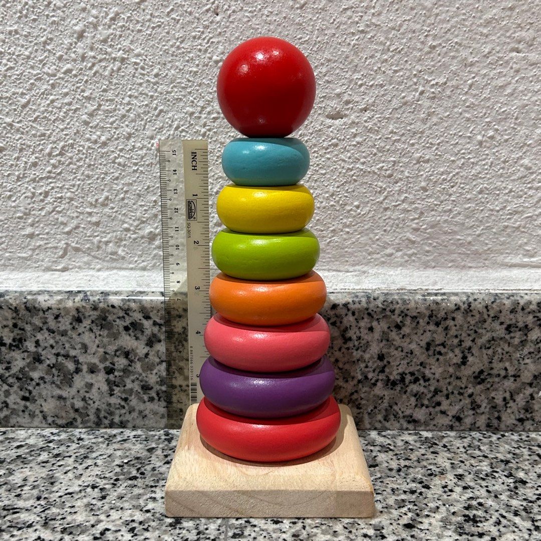 Wooden Rainbow Stacking Ring Toy, Babies & Kids, Infant Playtime on ...