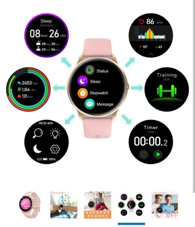 YAMAY SW022 Round Smart Watch for Android and iPhone, Mobile Phones ...