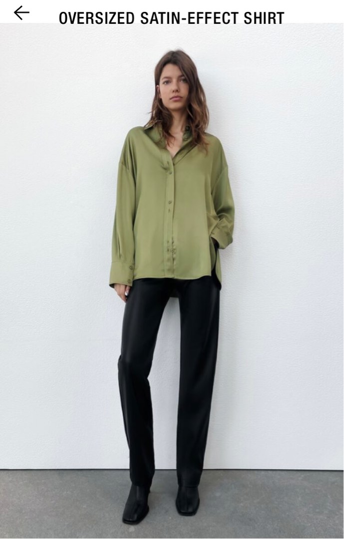 Zara Oversized Satin Effect Shirt, Women's Fashion, Tops, Shirts on ...