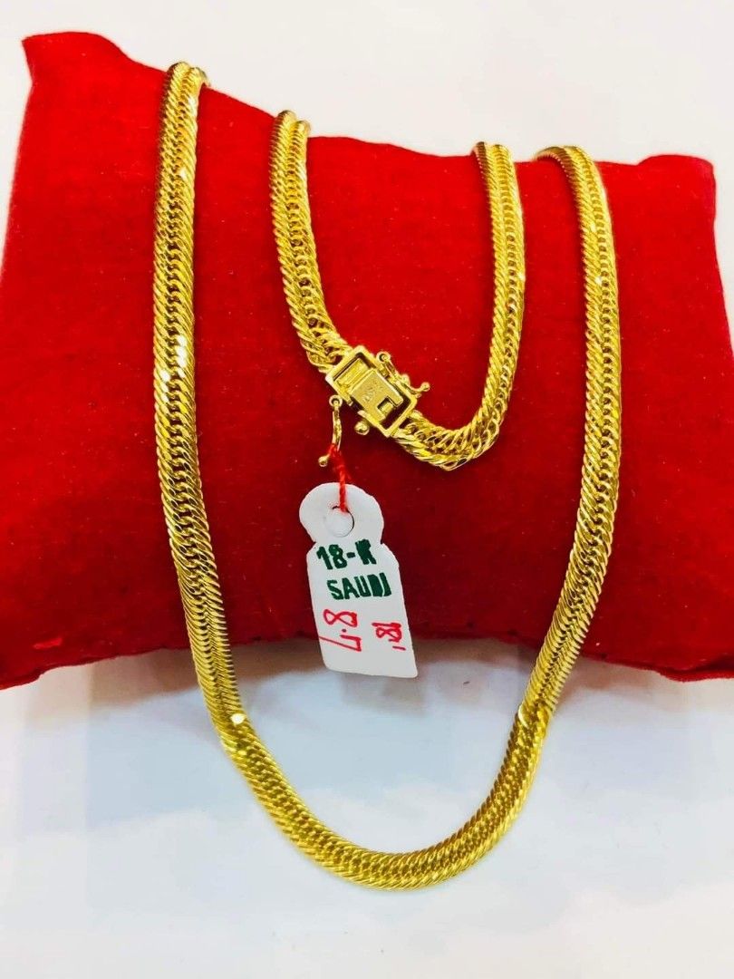 18K Saudi Gold Triple Lock Necklace, Women's Fashion, Jewelry ...