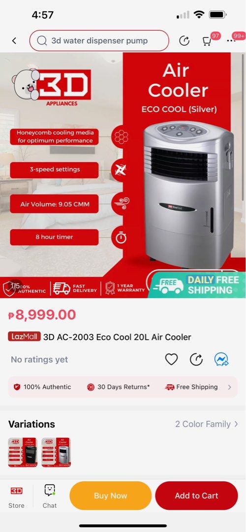 3D EcoCool Aircooler, TV & Home Appliances, Air Conditioning and Heating on Carousell