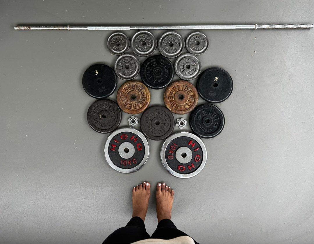 73kg Weights & barbell, Sports Equipment, Exercise & Fitness, Weights ...