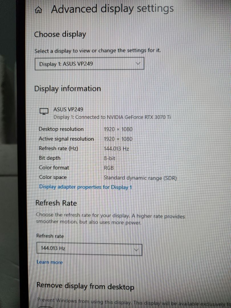 Asus VP249 144Hz IPS Gaming Monitor, Computers & Tech, Parts ...