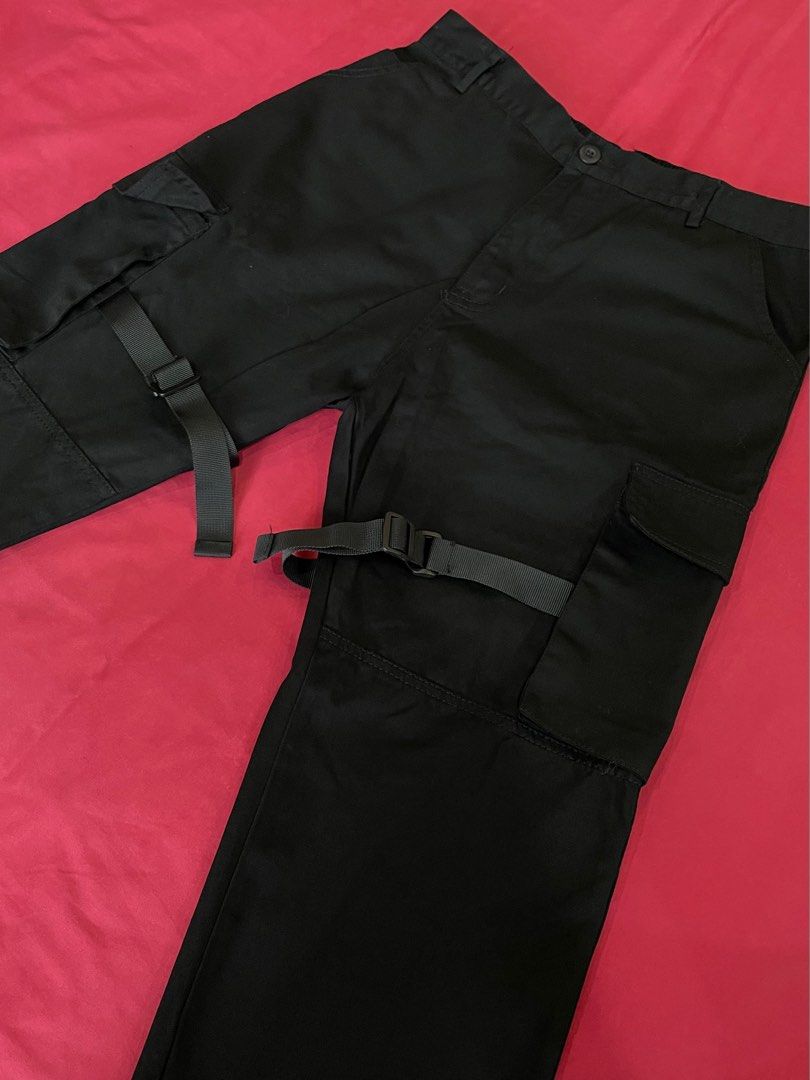 AUTHENTIC CHROTTA BLACK TECH-WEAR INSPIRED PANTS WITH STRAPS AND VELCRO ...