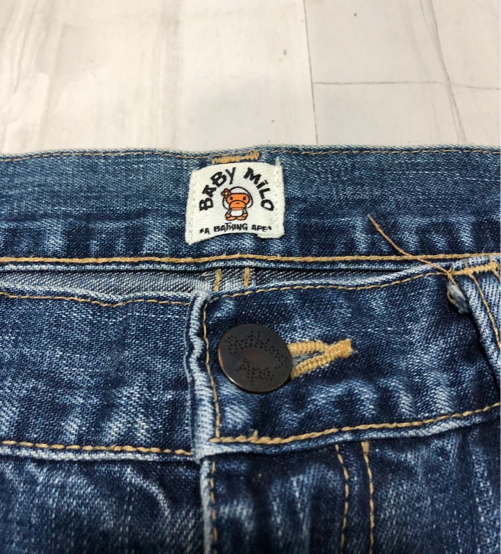 BAPE SAD FACE BABYMILO PANTS, Luxury, Apparel on Carousell
