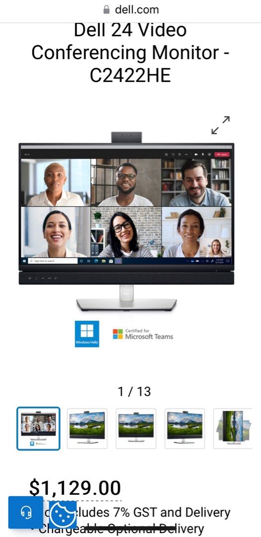 BNIB DELL Built in Webcam Conferencing C2422HE 24" inch FHD IPS Display ...