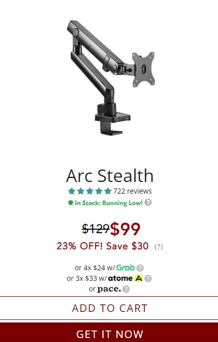 BNIB Prism Arc Stealth Monitor Arm (Black), Computers & Tech, Parts ...