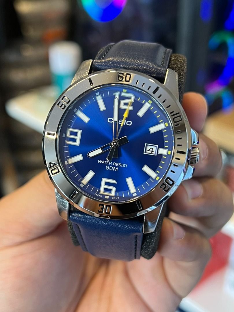 CASIO Analog Blue Leather Strap Men's Watch MTP-VD01L-2B / Legit Casio ...