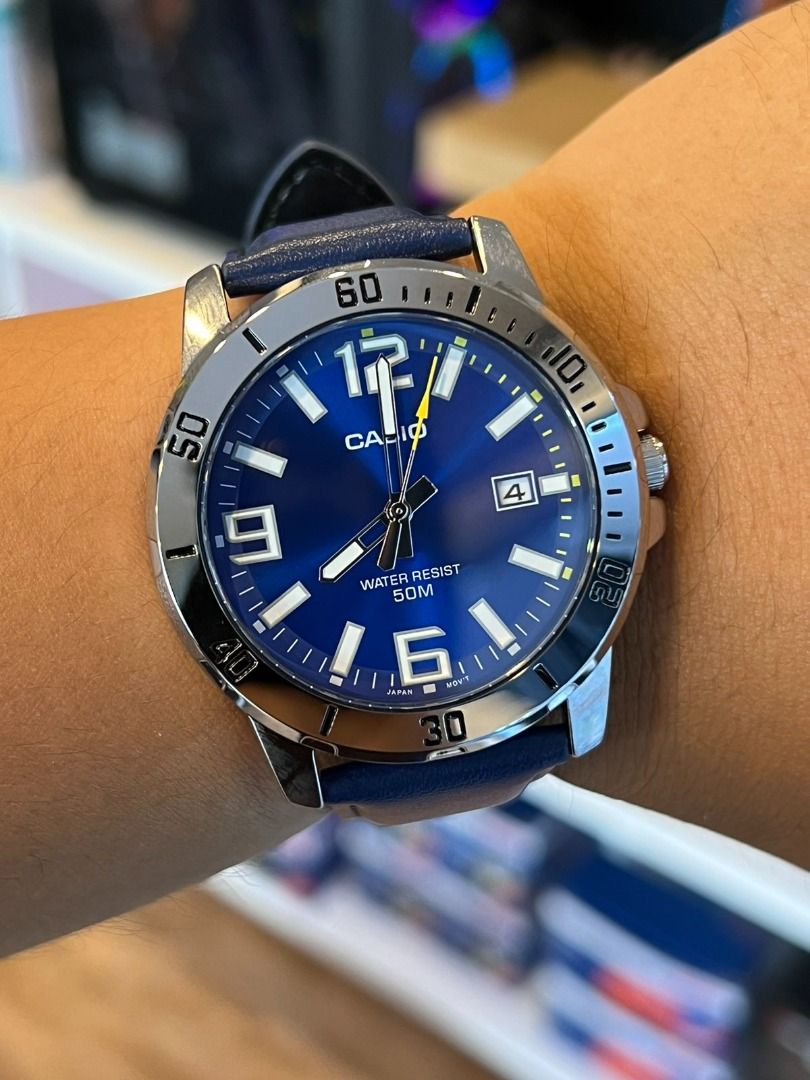 CASIO Analog Blue Leather Strap Men's Watch MTP-VD01L-2B / Legit Casio ...