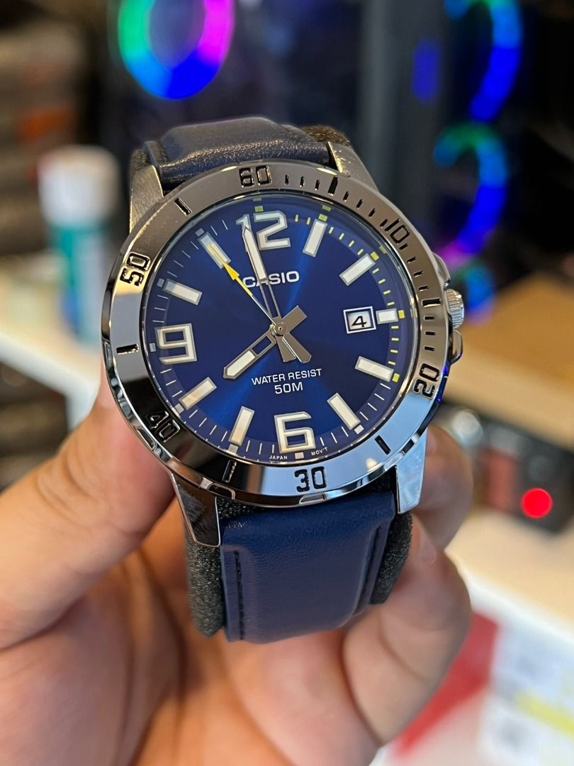 CASIO Analog Blue Leather Strap Men's Watch MTP-VD01L-2B / Legit Casio ...
