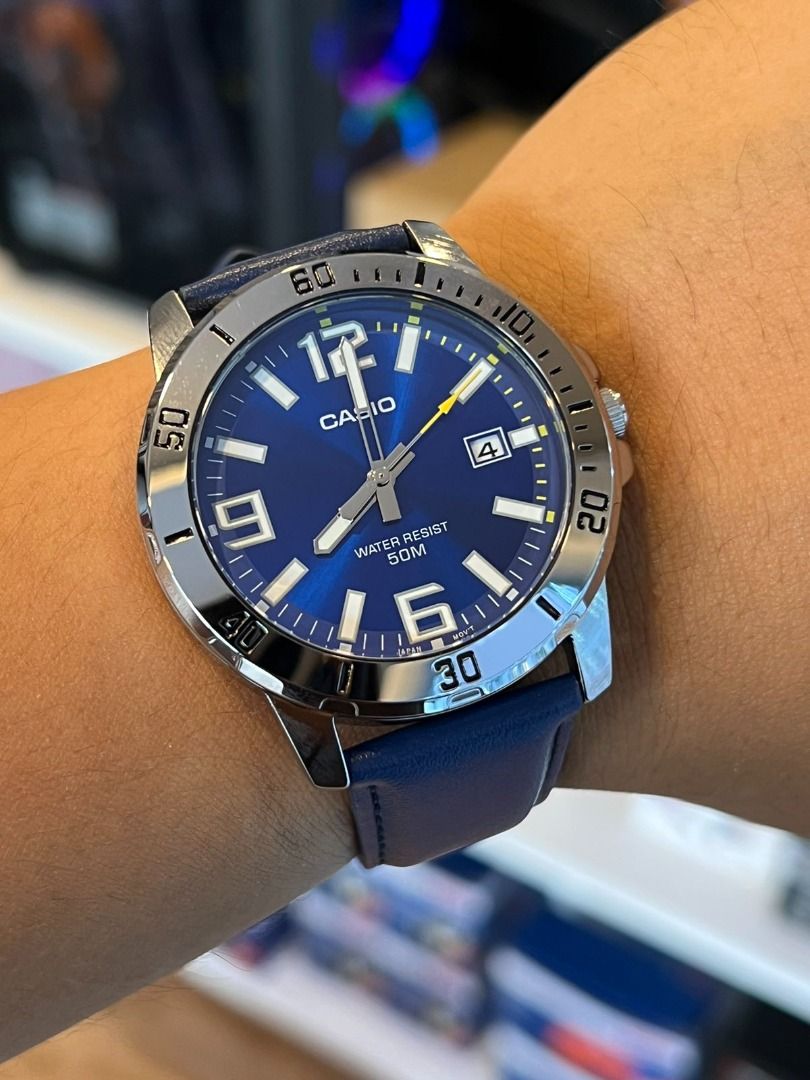 CASIO Analog Blue Leather Strap Men's Watch MTP-VD01L-2B / Legit Casio ...
