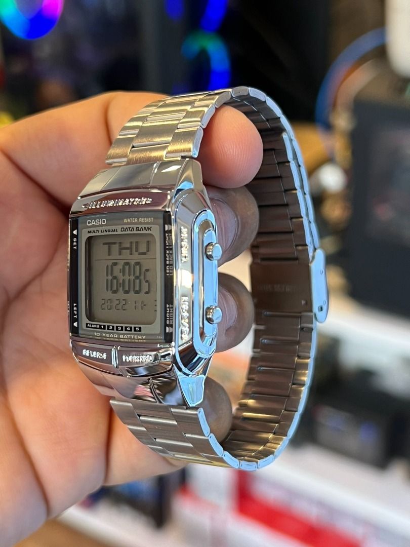 CASIO Illuminator Data Bank Digital Stainless Steel Silver Unisex Watch ...