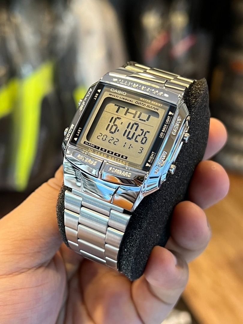 CASIO Illuminator Data Bank Digital Stainless Steel Silver Unisex Watch ...