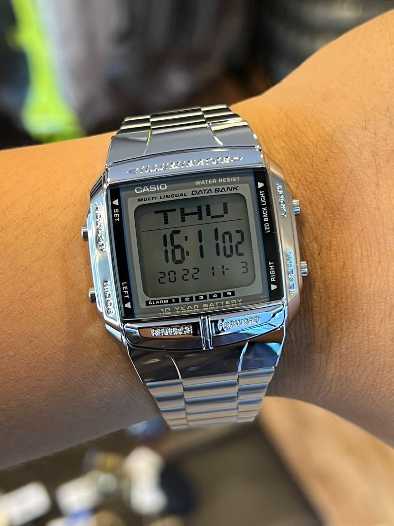 CASIO Illuminator Data Bank Digital Stainless Steel Silver Unisex Watch ...