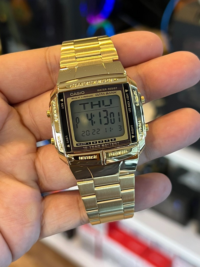 CASIO Illuminator Databank Digital Gold Stainless Steel Unisex Watch ...