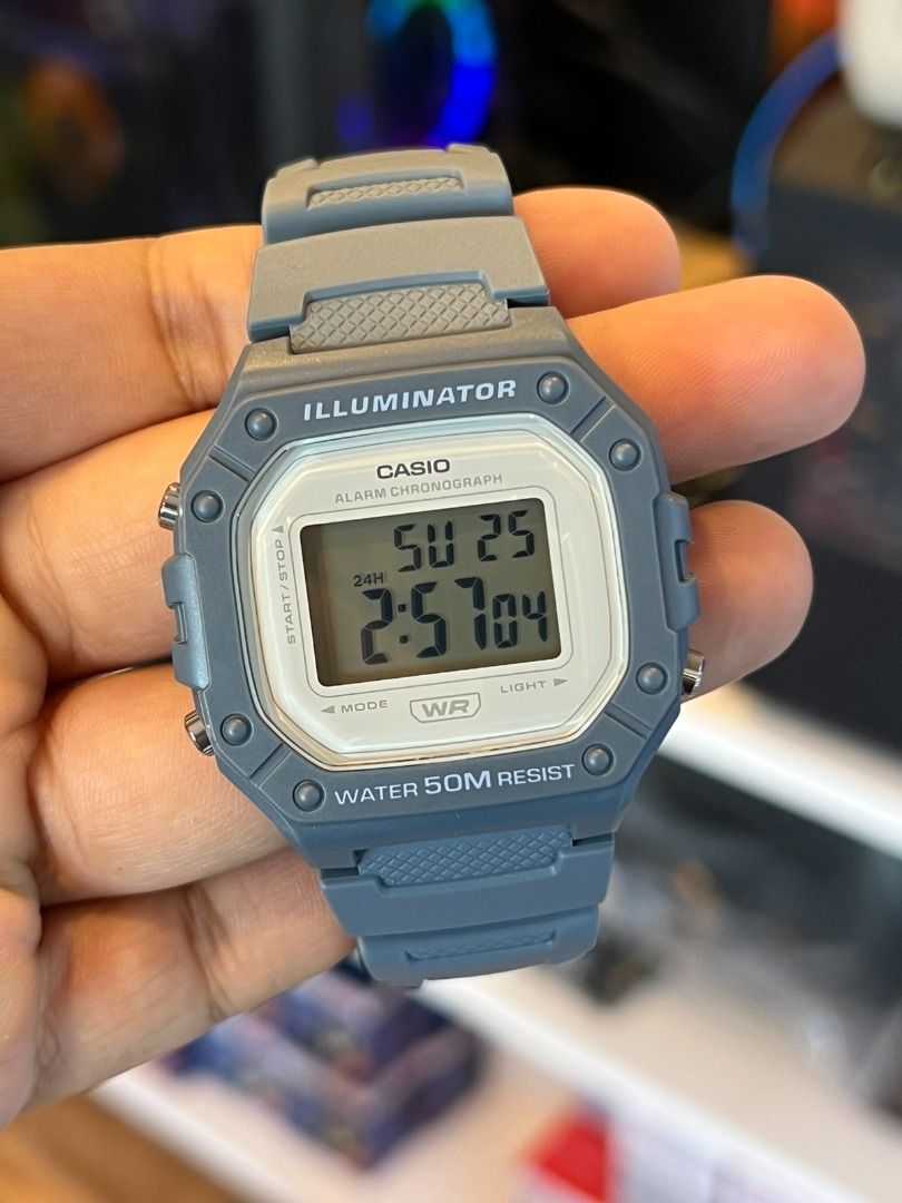CASIO Illuminator Digital Blue Resin Band Unisex Watch W218HC-2AV ...