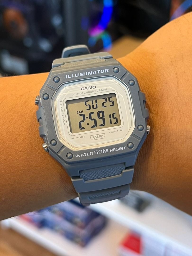 CASIO Illuminator Digital Blue Resin Band Unisex Watch W218HC-2AV ...