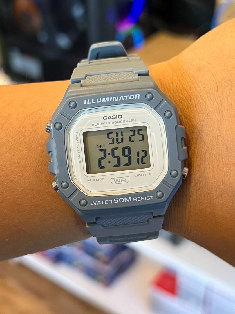 CASIO Illuminator Digital Blue Resin Band Unisex Watch W218HC-2AV ...