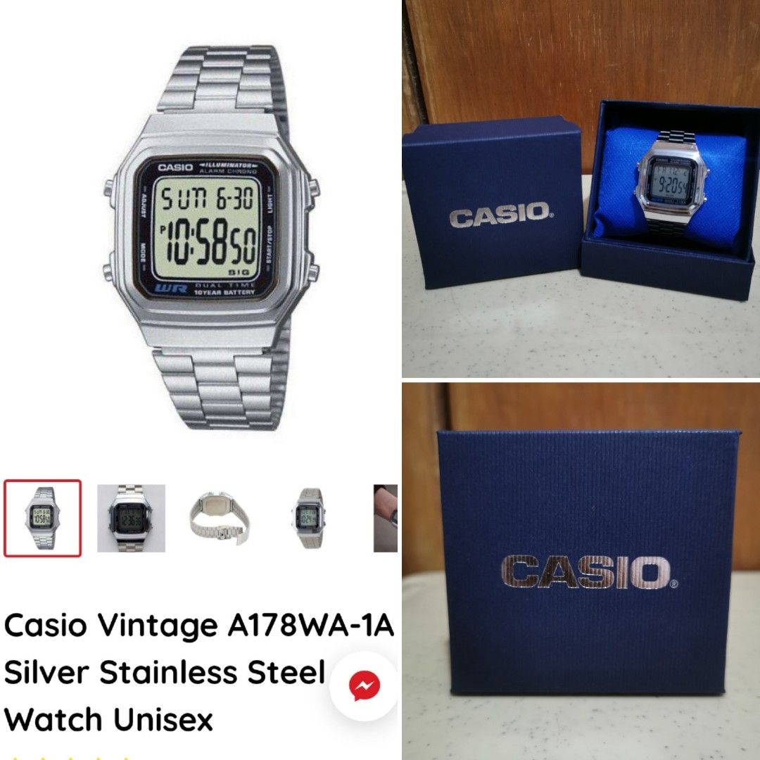 CASIO VINTAGE SILVER STAINLESS WATCH UNISEX, Men's Fashion, Watches ...