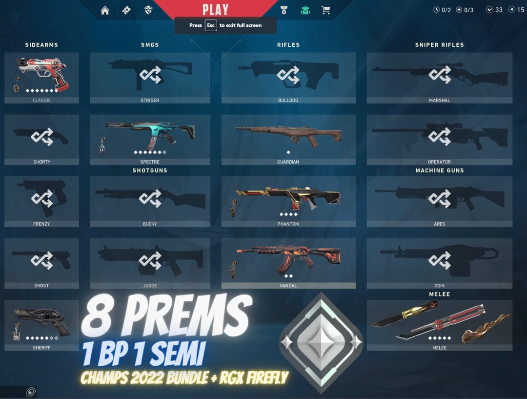 CHAMPS 2022 BUNDLE + RGX BUTTERFLY 8 PREMIUMS CHEAP VALORANT ACCOUNT ...