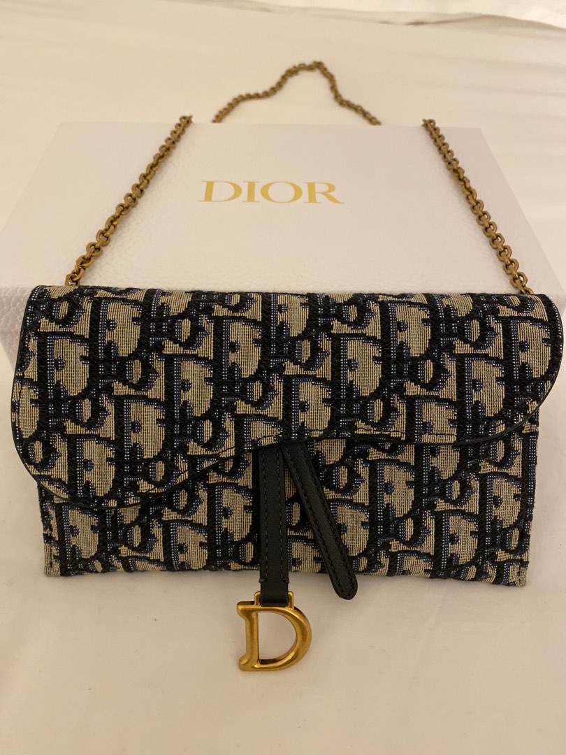 Dior Saddle Wallet on Chain, Luxury, Bags & Wallets on Carousell