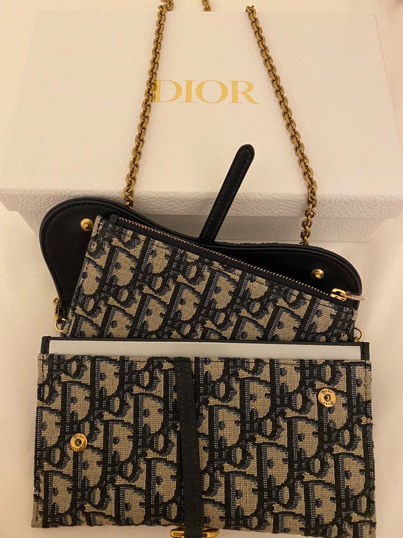 Dior Saddle Wallet on Chain, Luxury, Bags & Wallets on Carousell