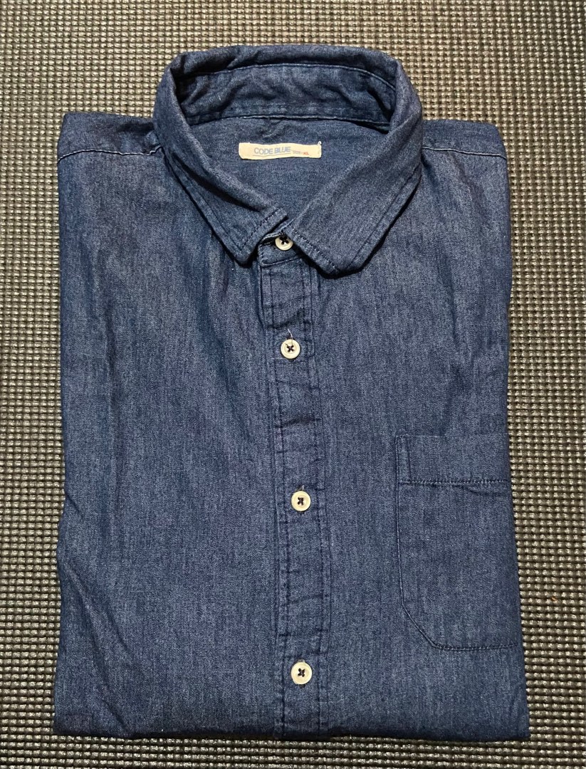 CODE BLUE DENIM LONG SLEEVES, Men's Fashion, Tops & Sets, Formal Shirts ...