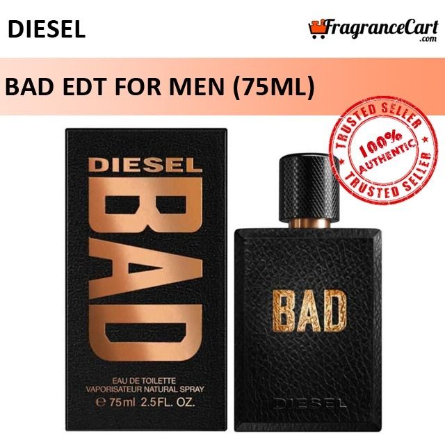 Diesel Bad EDT for Men (50ml/75ml/100ml/125ml) Eau de Toilette Black ...