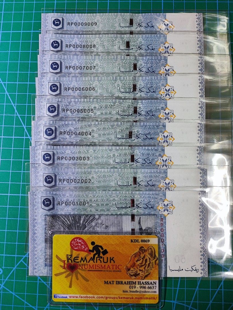 Duit Nombor Cantik Set 9 Keping 1001-9009, Hobbies & Toys, Collectibles & Memorabilia, Currency ...
