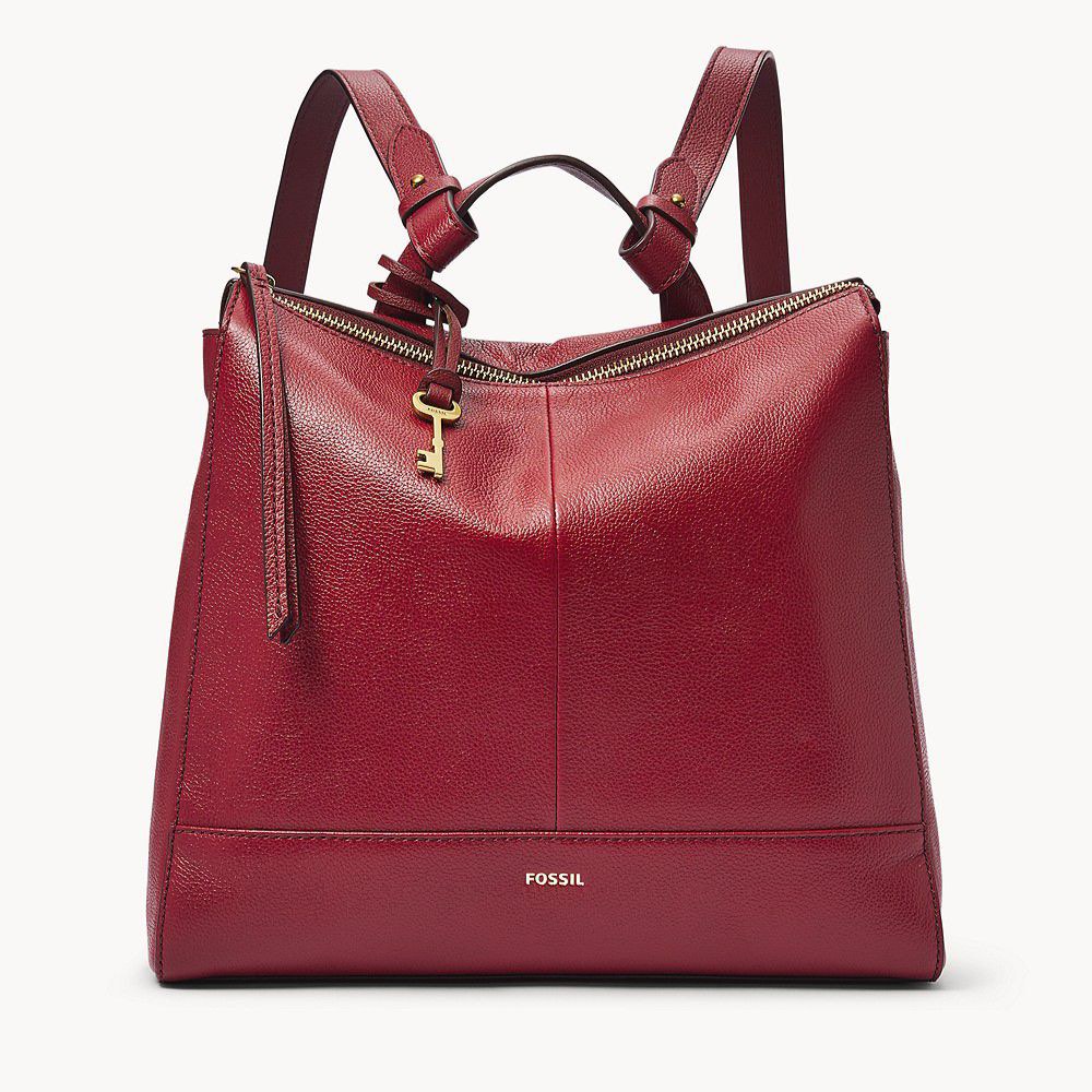Fossil Elina Small Backpack in Red Velvet, Luxury, Bags & Wallets on ...