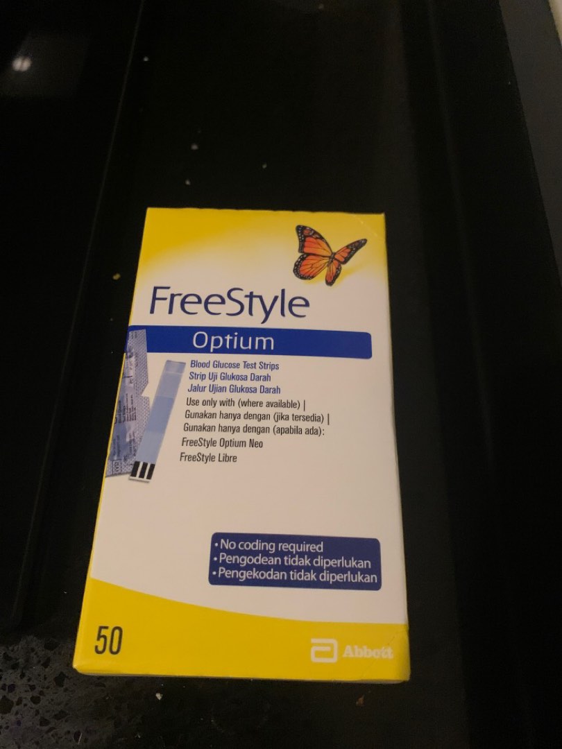FREESTYLE OPTIMUM BLOOD GLUCOSE TEST STRIPS 50s, Health & Nutrition ...