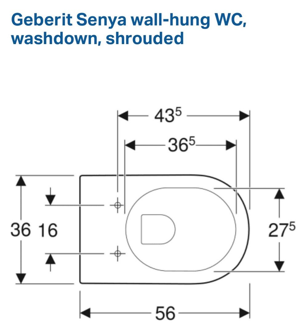 Geberit Senya Wall Hung Wc Art. 501.004.00.1, Furniture & Home Living ...