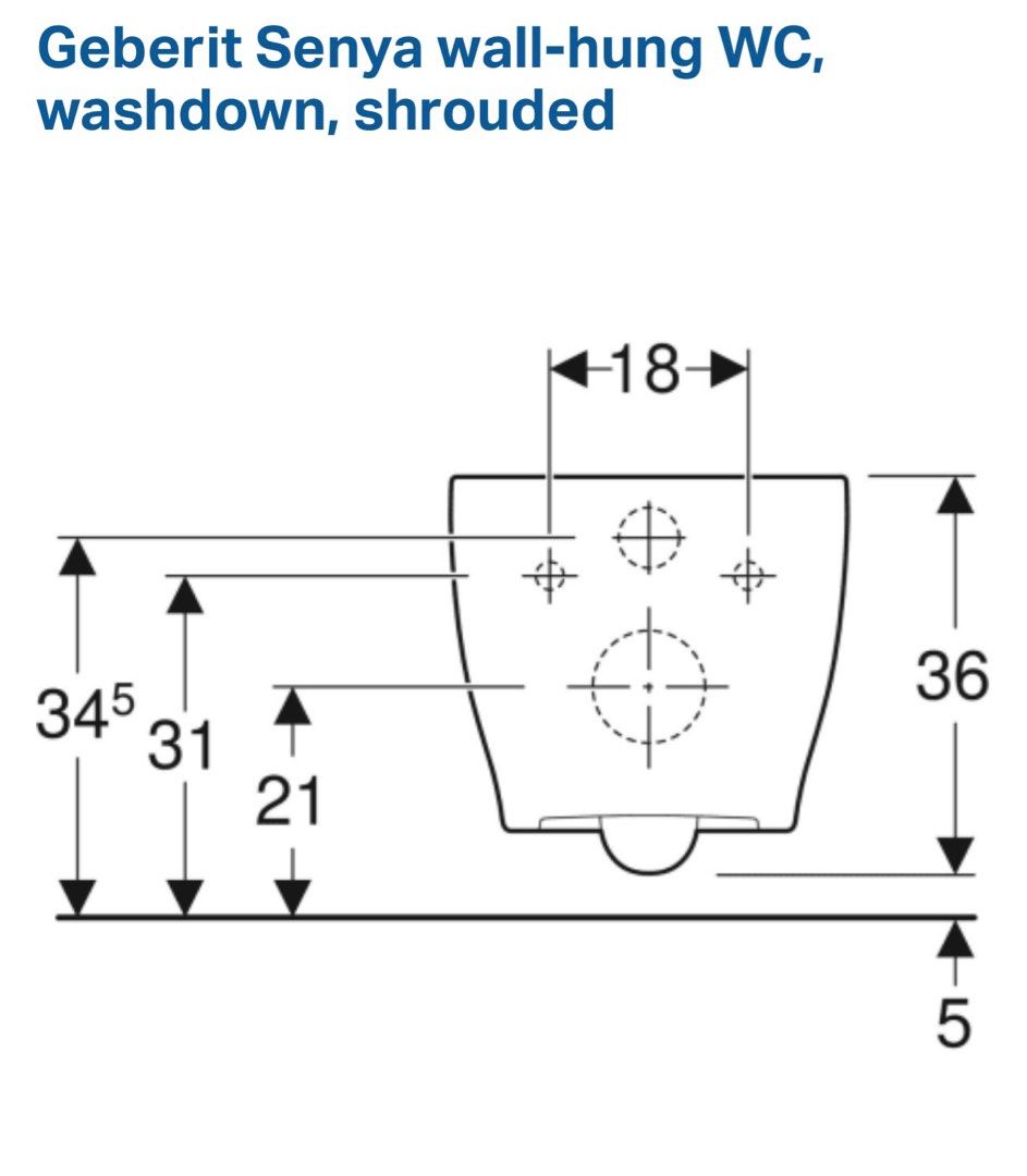 Geberit Senya Wall Hung Wc Art. 501.004.00.1, Furniture & Home Living ...