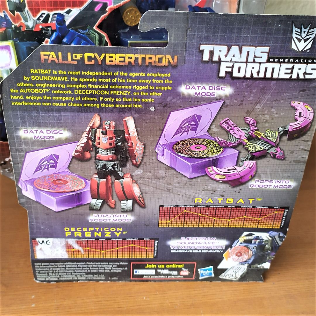 GENERATIONS SOUNDWAVE DISC RAVAGE RATBAT RUMBLE FRENZY LASERBEAK FALL ...