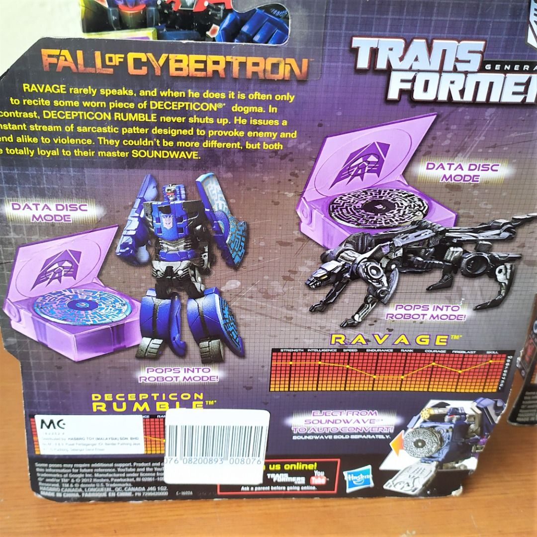 GENERATIONS SOUNDWAVE DISC RAVAGE RATBAT RUMBLE FRENZY LASERBEAK FALL ...
