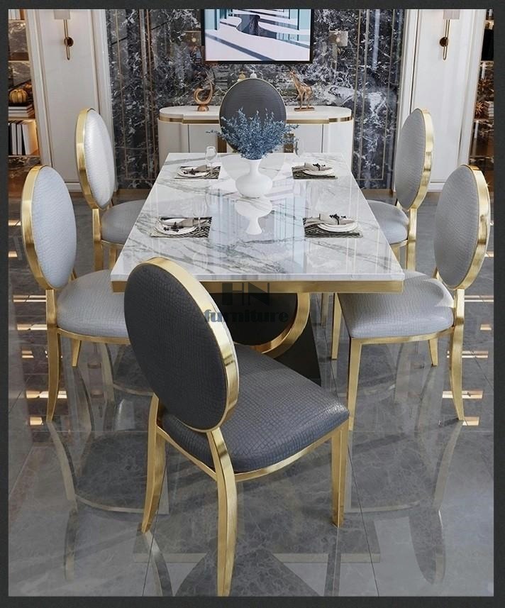 hn-0237 DESIREE _ Real Marble Dining Table, Furniture & Home Living ...