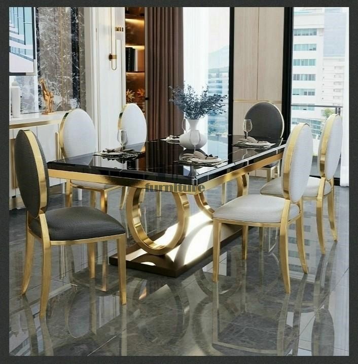hn-0237 DESIREE _ Real Marble Dining Table, Furniture & Home Living ...