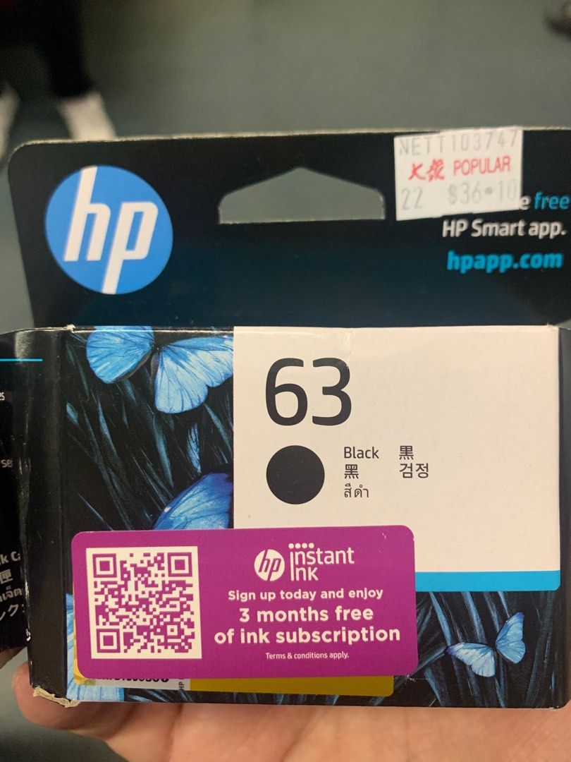 HP 63 Black Original Ink Cartridge, Computers & Tech, Printers ...