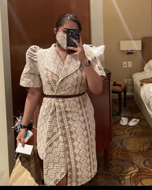 Inabel Weave Modern Filipiniana Dress, Women's Fashion, Dresses & Sets ...