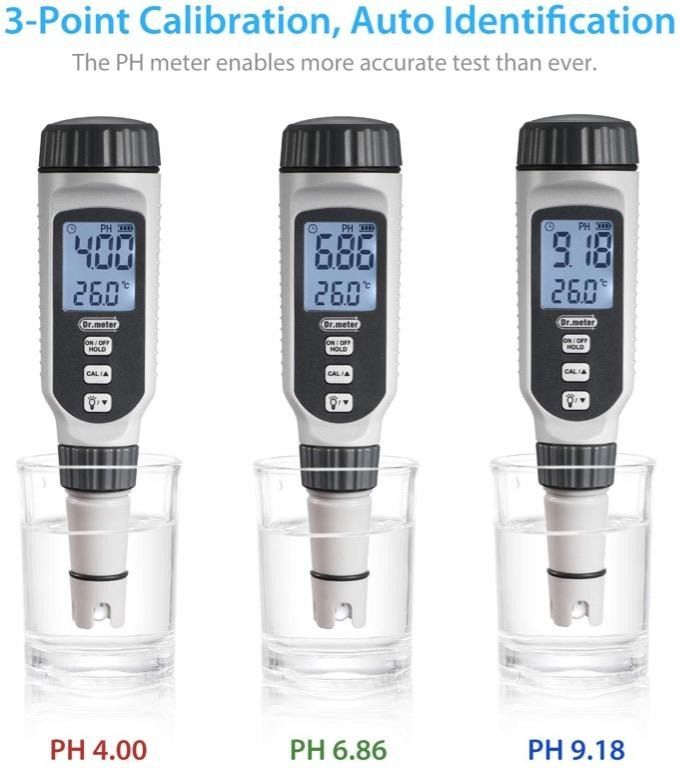 ~instock~ pH Meter, Dr.meter Upgraded 0.01 Resolution High Accuracy pH ...