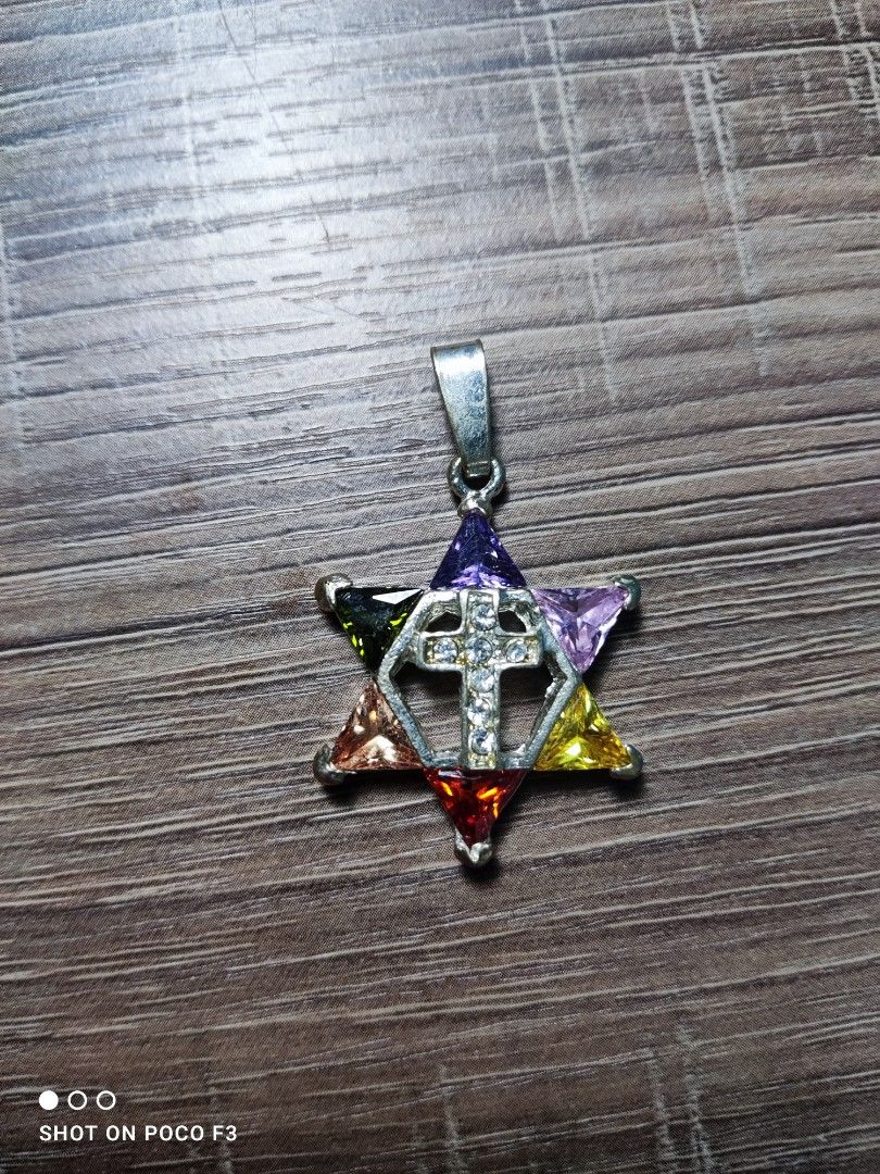 Kalung dan Liontin bintang Daud batu warna warni dari Israel, Antik ...