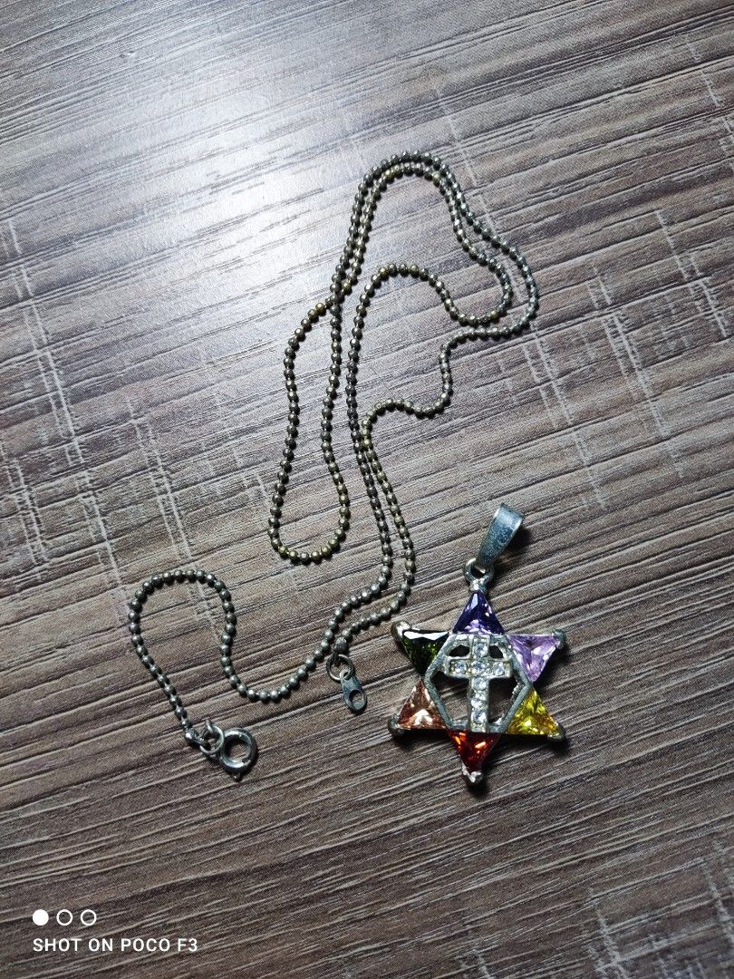 Kalung dan Liontin bintang Daud batu warna warni dari Israel, Antik ...