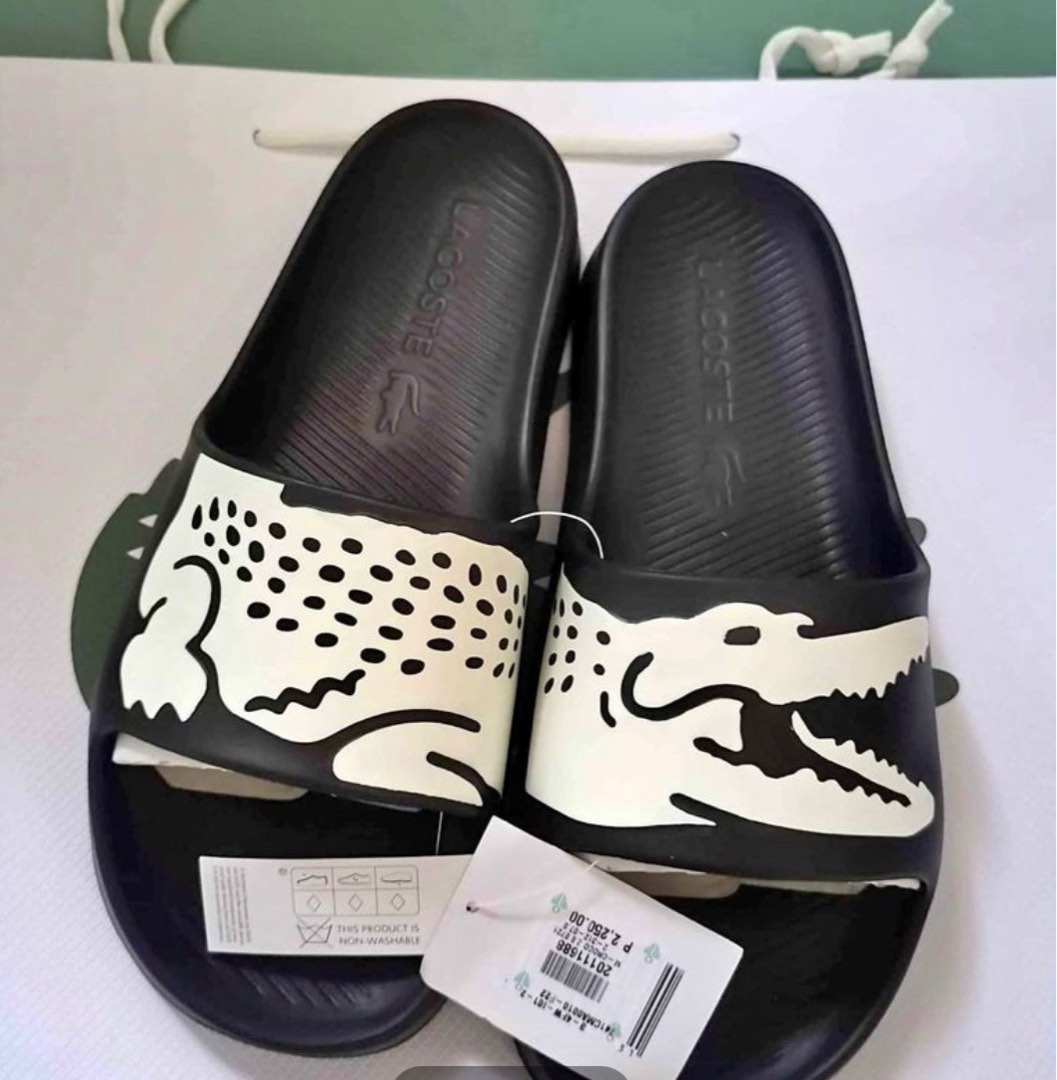 Lacoste Croco slides, Women's Fashion, Footwear, Slippers and slides on ...