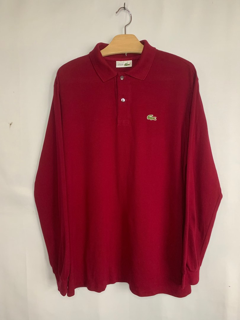 Lacoste Maroon Long Sleeves Polo Shirt, Men's Fashion, Tops & Sets ...
