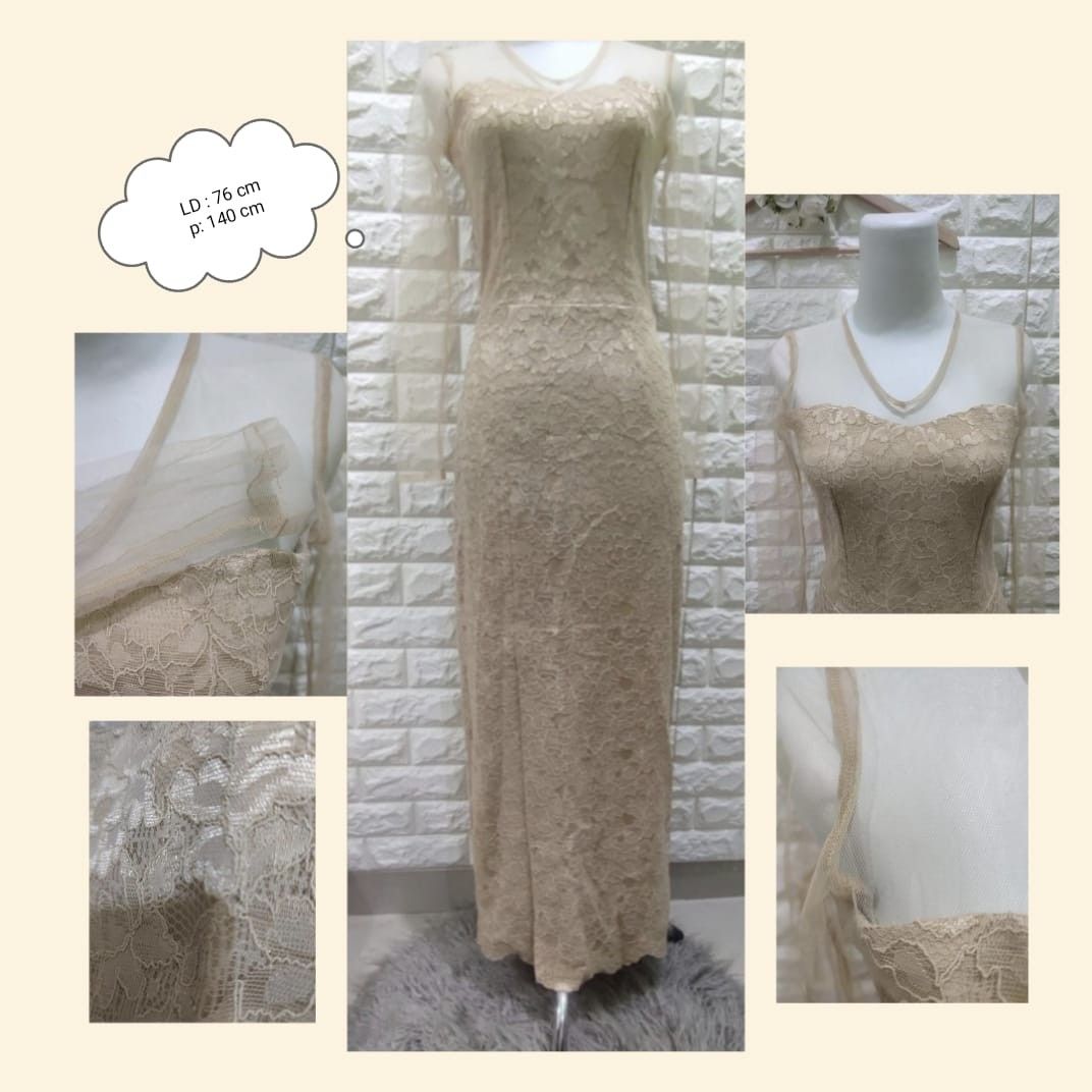 LONG DRESS BROKAT PREMIUM(Seperti brokat PRADA)WARNA COKSU, Fesyen ...